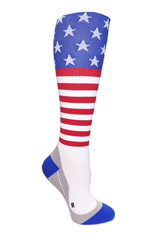 Stars and Stripes Compression Socks in Red White and Blue USA American ...
